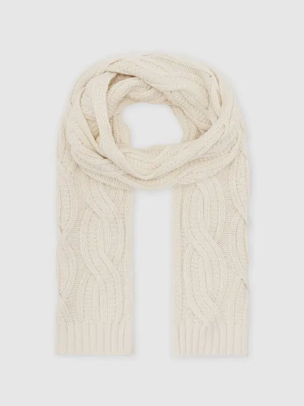 REISS Polar Cable-knit Scarf With Wool - White