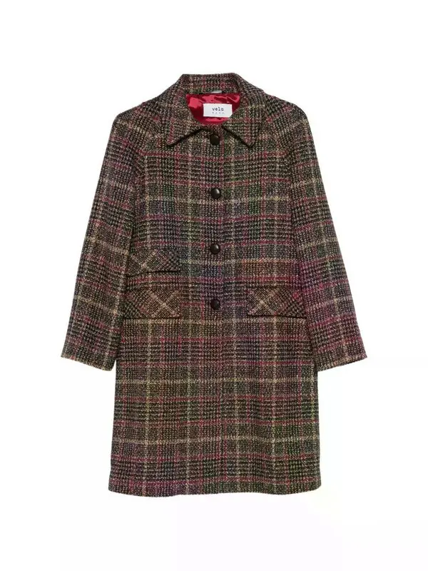VELA SHOP Check-pattern Button-up Coat