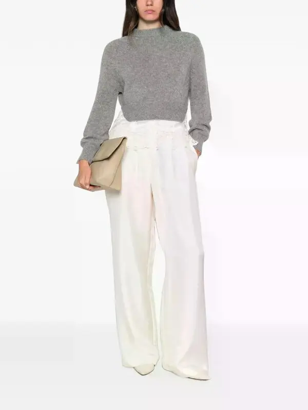 Ermanno Scervino Lace-trimmed Cropped Sweater
