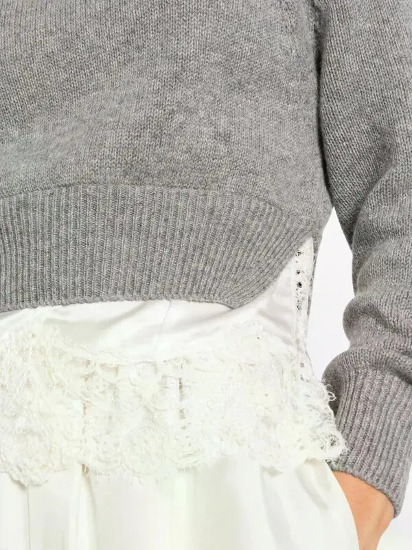 Ermanno Scervino Lace-trimmed Cropped Sweater