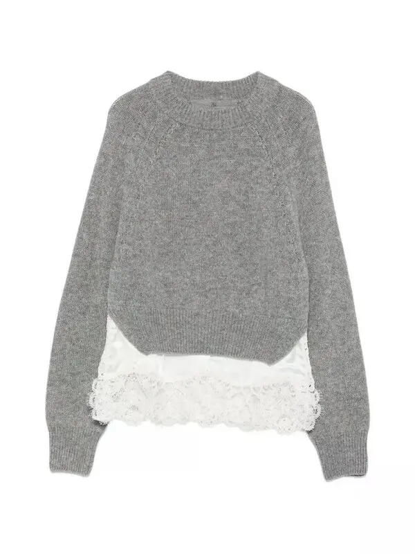 Ermanno Scervino Lace-trimmed Cropped Sweater - Grey