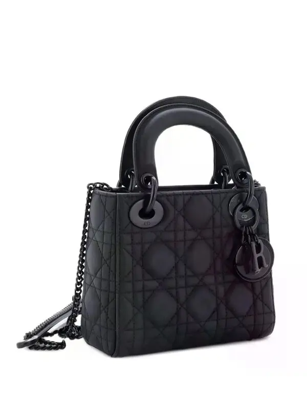 Dior Ultra Matte Lady Chain Bag Cannage Quilt Calfskin Mini Shoulder Bag - Black