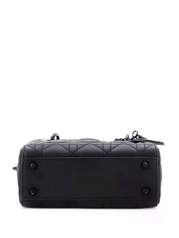 Dior Ultra Matte Lady Chain Bag Cannage Quilt Calfskin Mini Shoulder Bag - Black