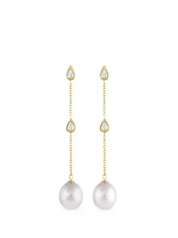 BAGGINS South Sea Pearl And Diamond Dangle Earrings - Gold