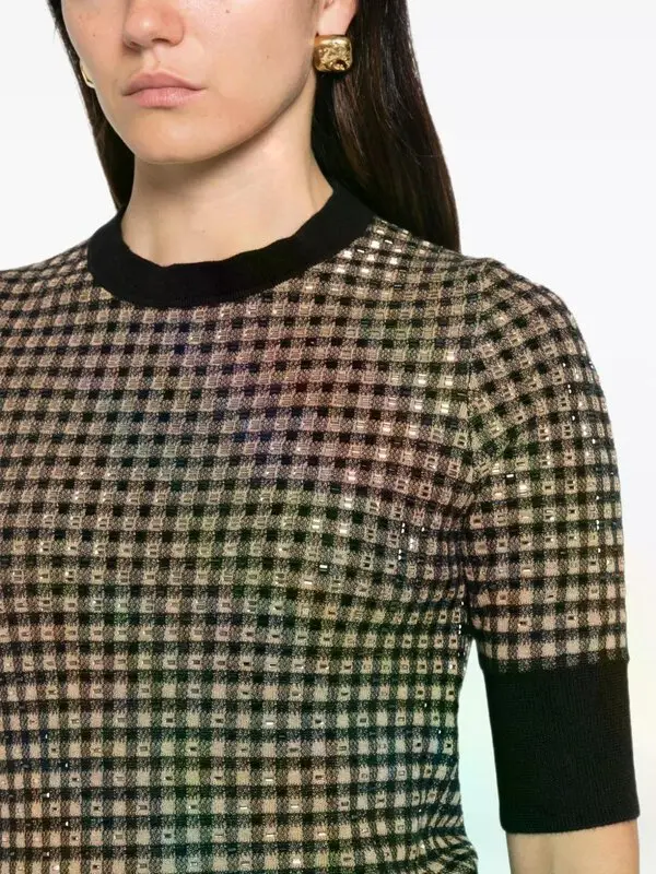 Ermanno Scervino Check-pattern Sequin-embellished Sweater
