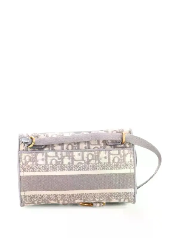 Dior Saddle Slim Pouch Logo Embroidered Oblique Canvas Belt Bag - Grey