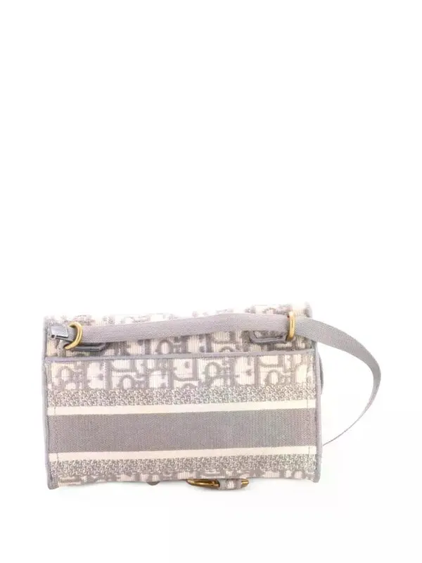 Dior Saddle Slim Pouch Logo Embroidered Oblique Canvas Belt Bag - Grey