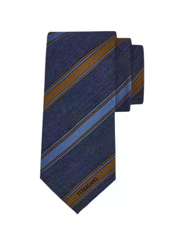 FERRAGAMO Regimental Jacquard Tie - Blue