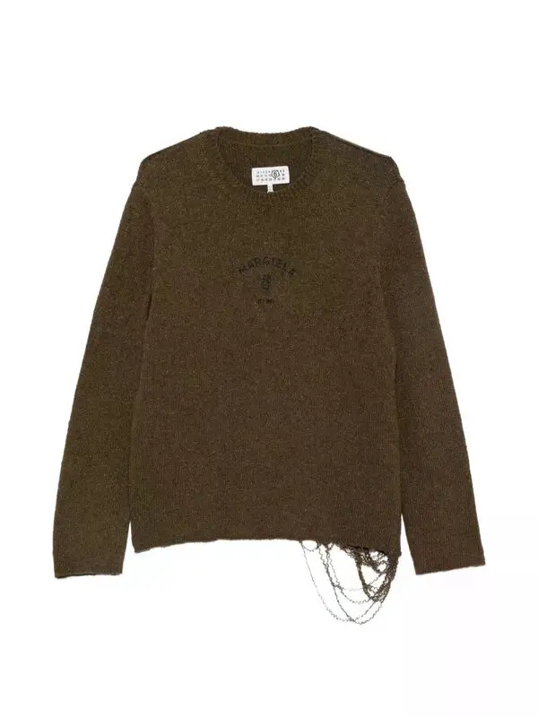 MAISON MARGIELA Logo-print Distressed Sweater