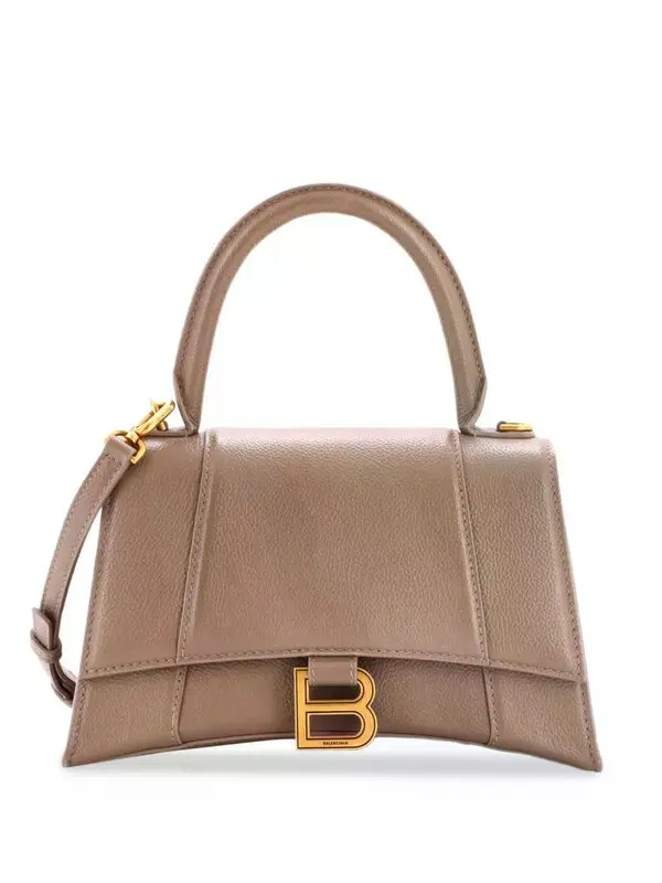 Balenciaga Hourglass Top Handle Bag Leather Small Satchel - Brown