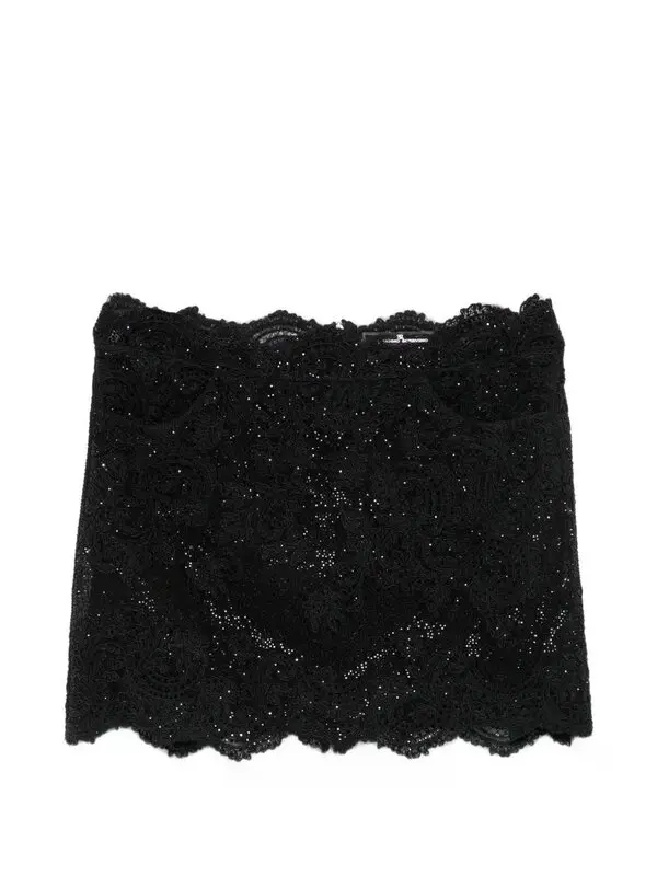 Ermanno Scervino Lace-overlay Sequin-embellished Mini Skirt - Black