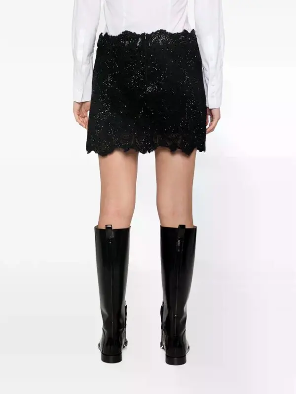 Ermanno Scervino Lace-overlay Sequin-embellished Mini Skirt