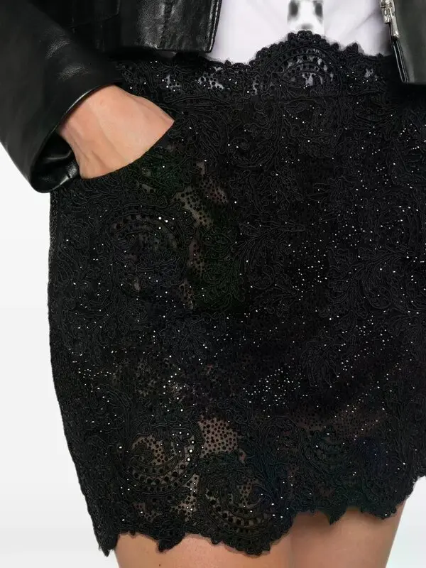Ermanno Scervino Lace-overlay Sequin-embellished Mini Skirt
