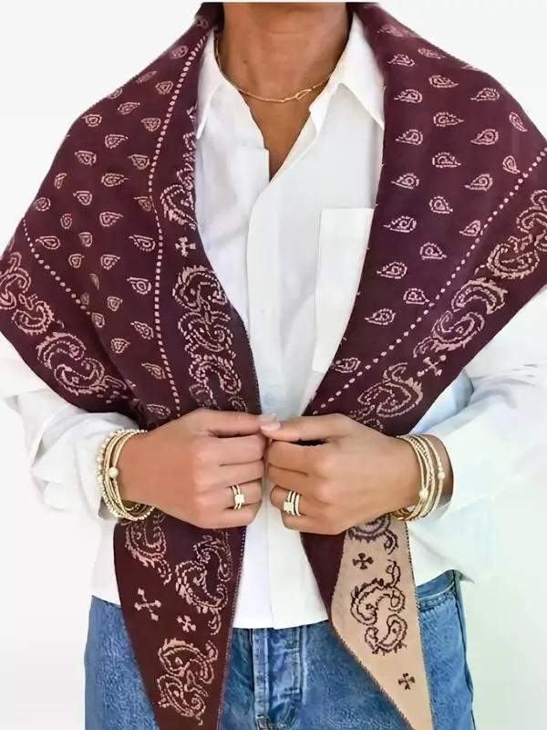 Guest In Residence Paisley-print Leather-trimmed Scarf - Red
