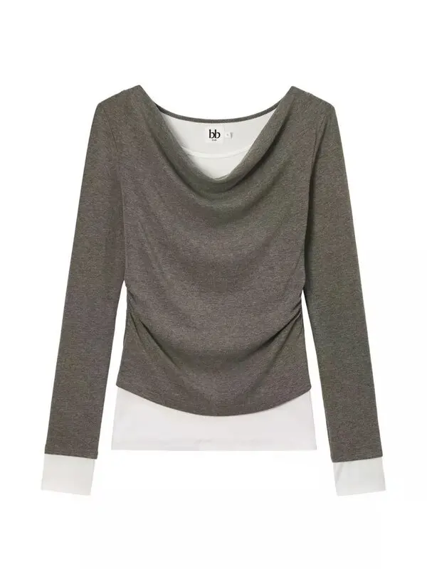B+AB Cowl-neck Layered T-shirt - Grey