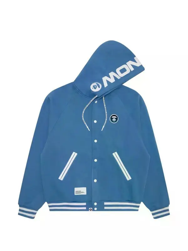 AAPE BY *A BATHING APE Logo-patch Press-stud Hoodie - Blue