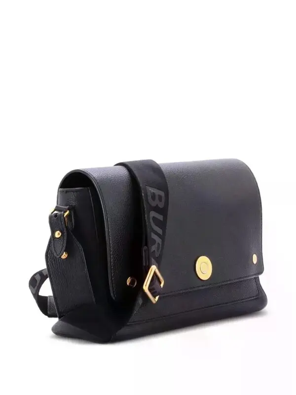 Burberry Note Leather Medium Crossbody Bag - Black