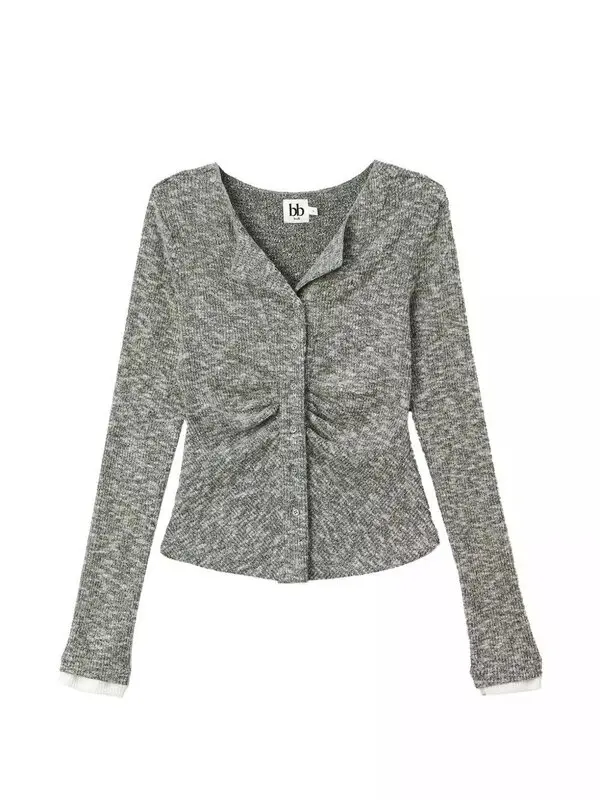 B+AB Ruched Marl-knit Cardigan