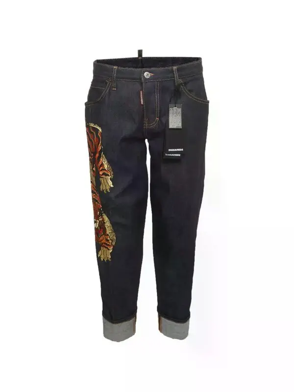 Dsquared2 Tiger-embroidered Hockney Jeans - Blue