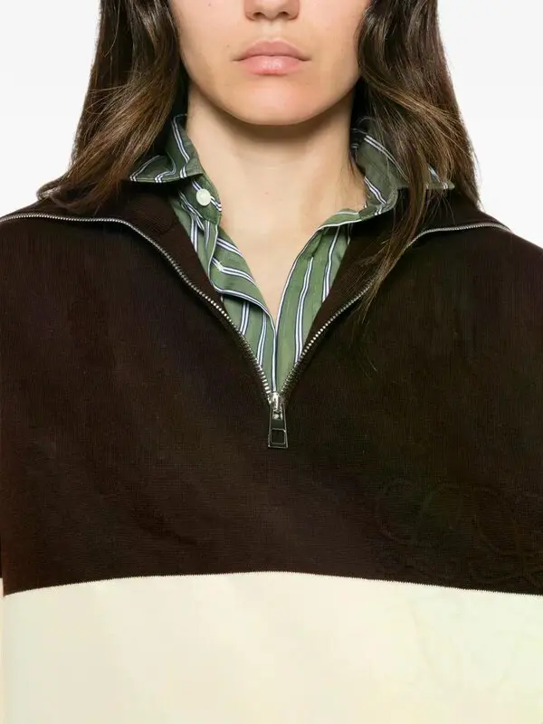 Loewe Anagram-embroidered Colour-block Sweater - Neutrals