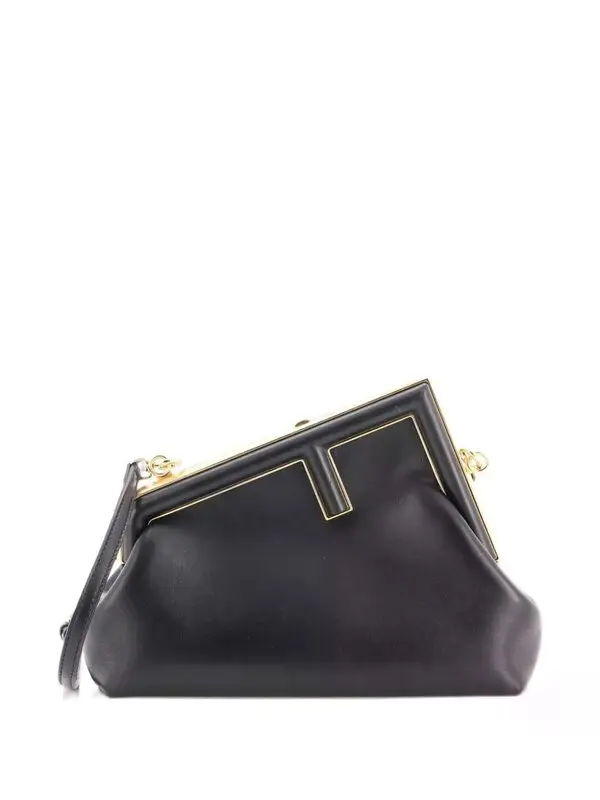 Fendi First Bag Leather Small Clutch Bag - Black