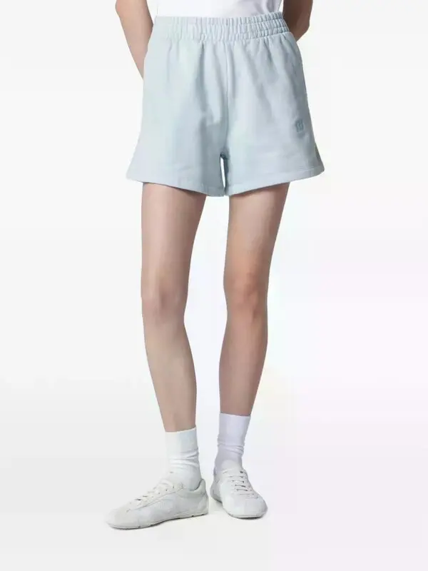 ANINE BING Kam Monogram-embroidered Shorts - Blue