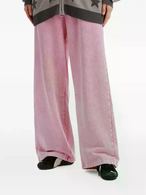 MINI CREAM Logo-print Wide-leg Trousers