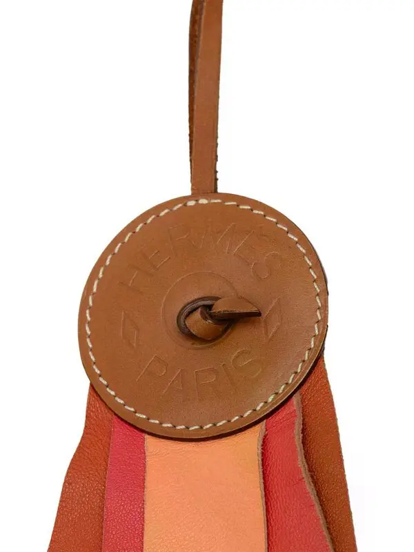 Hermès 2000-2026 Hunter Cowhide And Milo Lambskin Paddock Flot Ribbon Bag Charm Key Chain - Brown