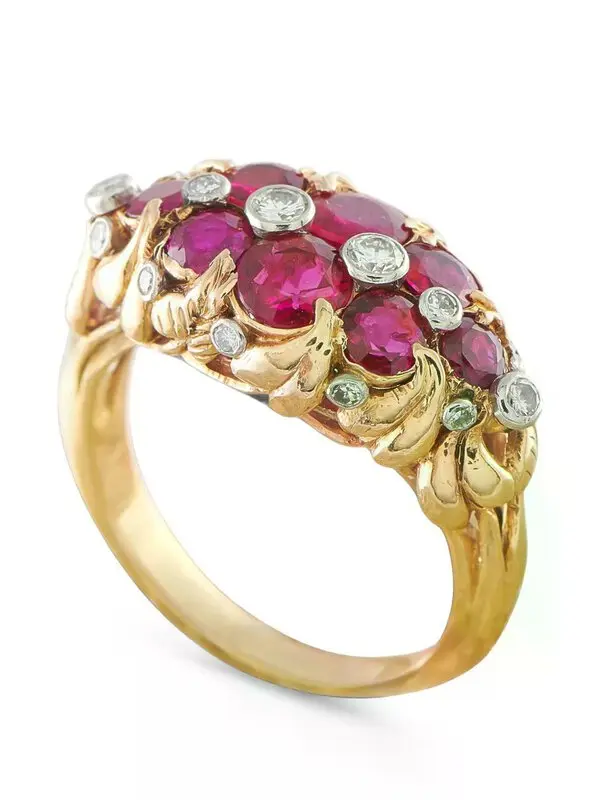 LB EXCLUSIVE Ruby And Diamond Cluster Ring - Gold
