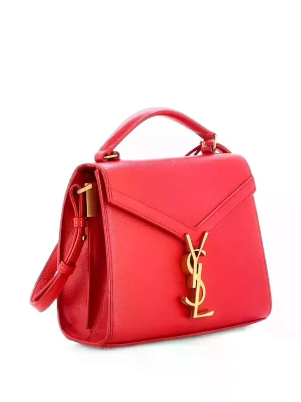 Saint Laurent Cassandra Top Handle Bag Leather Mini Shoulder Bag - Red