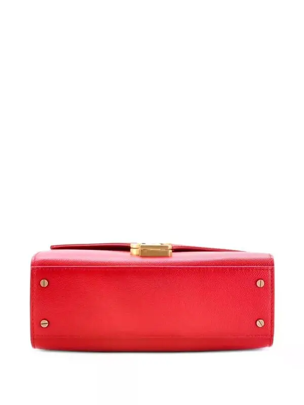 Saint Laurent Cassandra Top Handle Bag Leather Mini Shoulder Bag - Red