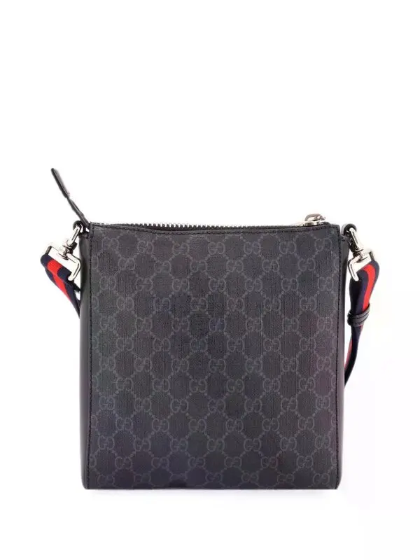 Gucci Web Strap Front Zip Messenger Bag Gg Coated Canvas Small Crossbody Bag