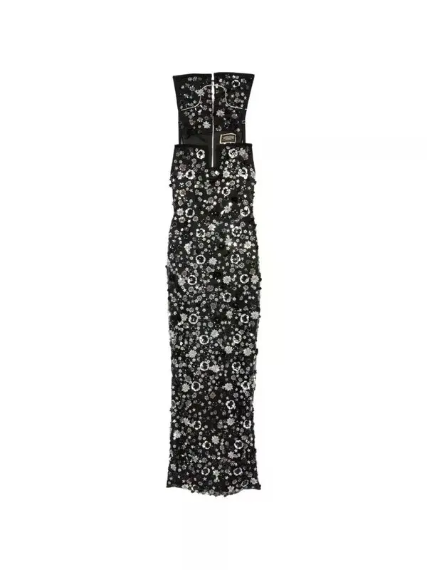 MITILIANE COUTURE Floral-embroidered Sequin-embellished Dress