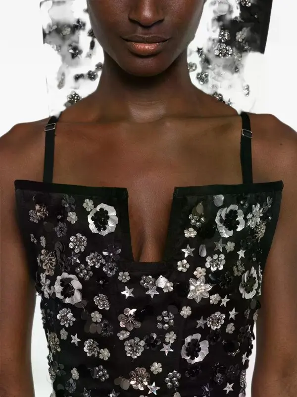 MITILIANE COUTURE Floral-embroidered Sequin-embellished Dress