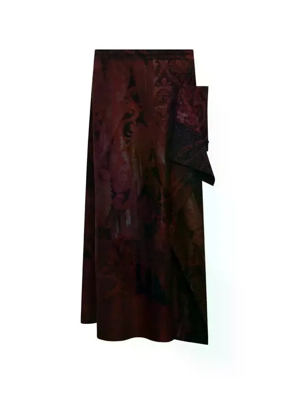 Y’s Paisley-print Draped Midi Skirt - Red