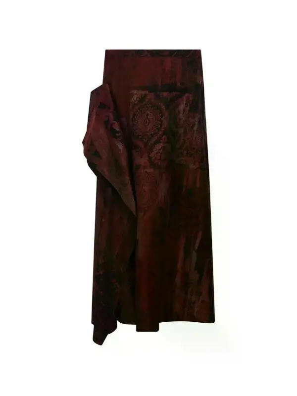 Y’s Paisley-print Draped Midi Skirt