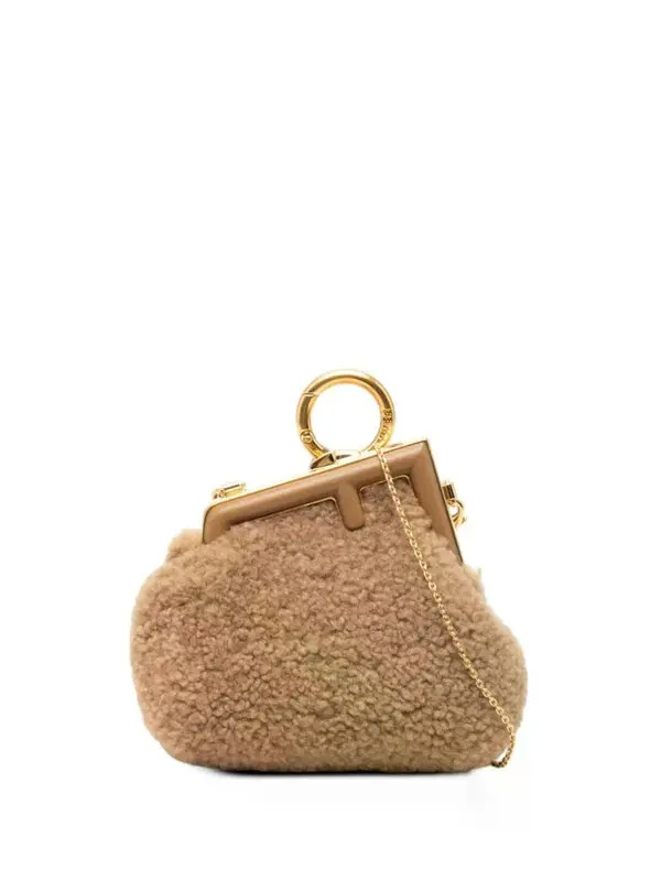 Fendi 2010-2026 Nano Shearling First Charm Bag Crossbody Bag - Neutrals