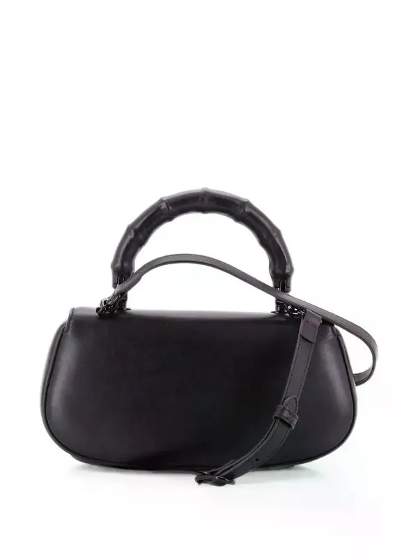 Gucci Bamboo Diva Top Handle Bag Leather Medium Satchel - Black