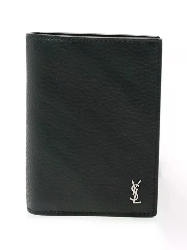 Saint Laurent Tiny Cassandre Credit Card Wallet In Grained Leather