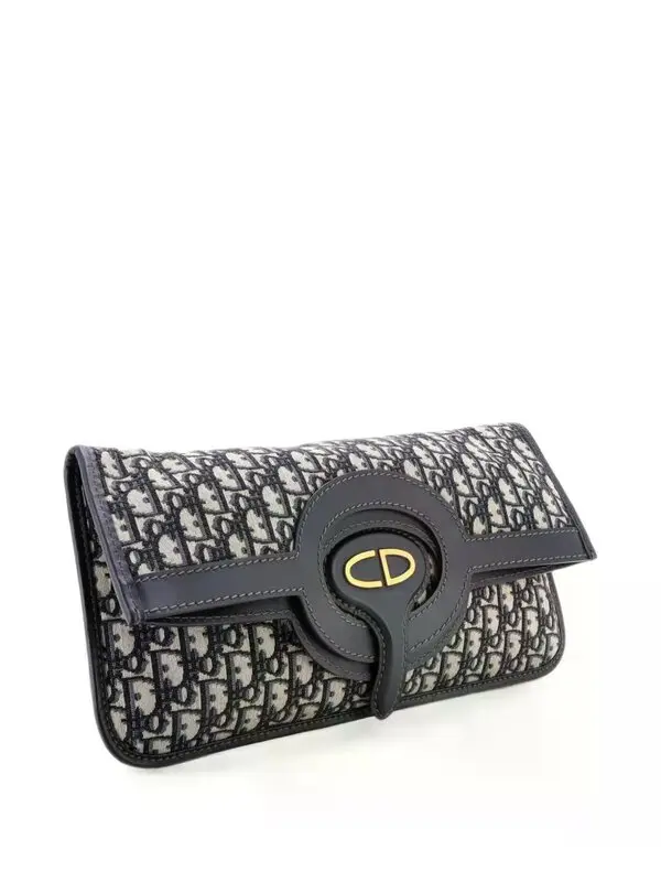Dior Fold Over Oblique Canvas Clutch Bag
