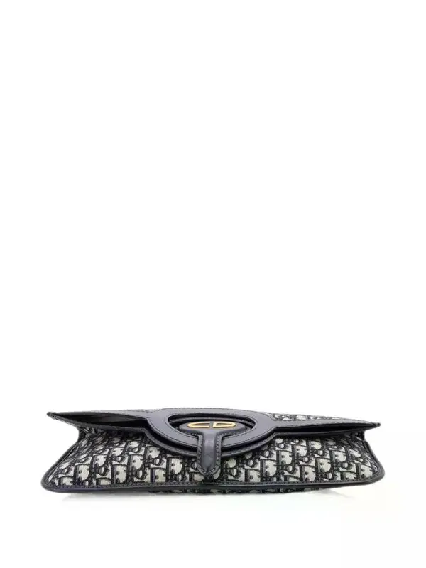 Dior Fold Over Oblique Canvas Clutch Bag