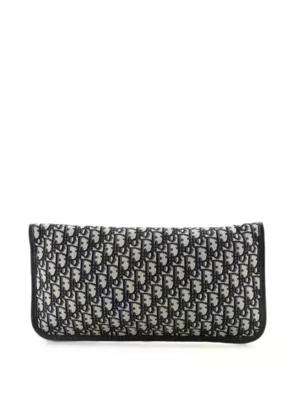 Dior Fold Over Oblique Canvas Clutch Bag