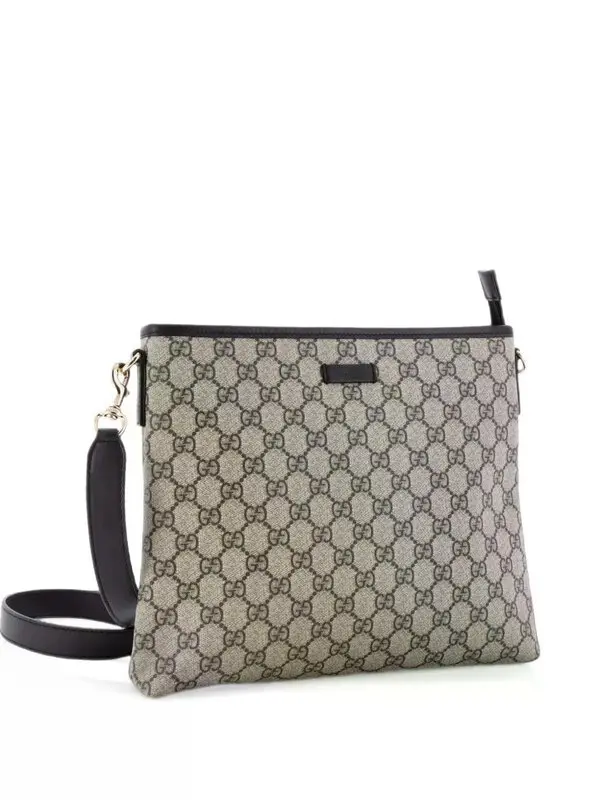 Gucci Zip Top Messenger Bag Gg Coated Canvas Medium Crossbody Bag