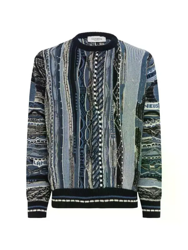 LANEUS Jacquard-knit Boxy Sweater