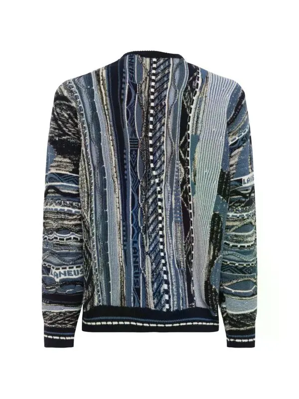 LANEUS Jacquard-knit Boxy Sweater
