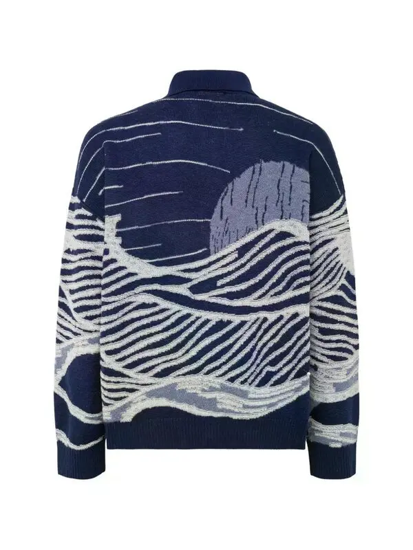 LANEUS Jacquard-knit Boxy-fit Cardigan