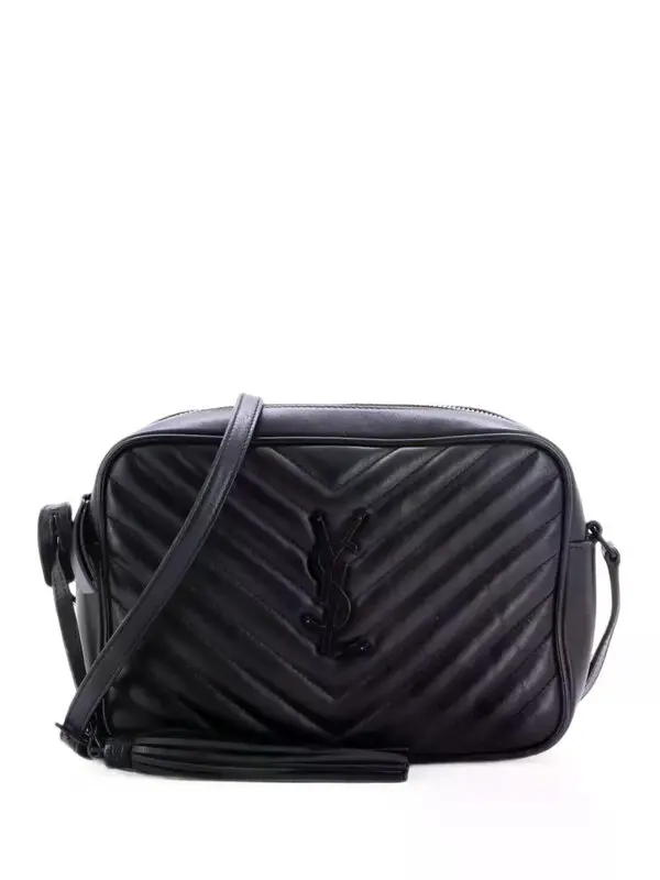 Saint Laurent Lou Camera Bag Matelasse Chevron Leather Small Crossbody Bag - Black