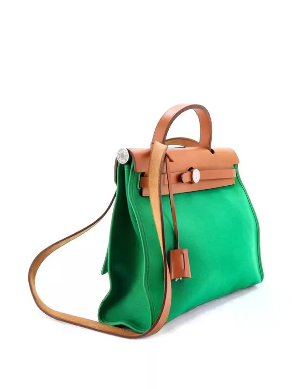Hermès Herbag Zip Leather And Toile 31 Shoulder Bag - Brown