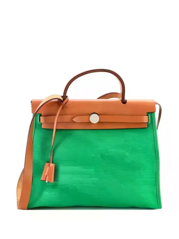 Hermès Herbag Zip Leather And Toile 31 Shoulder Bag - Brown