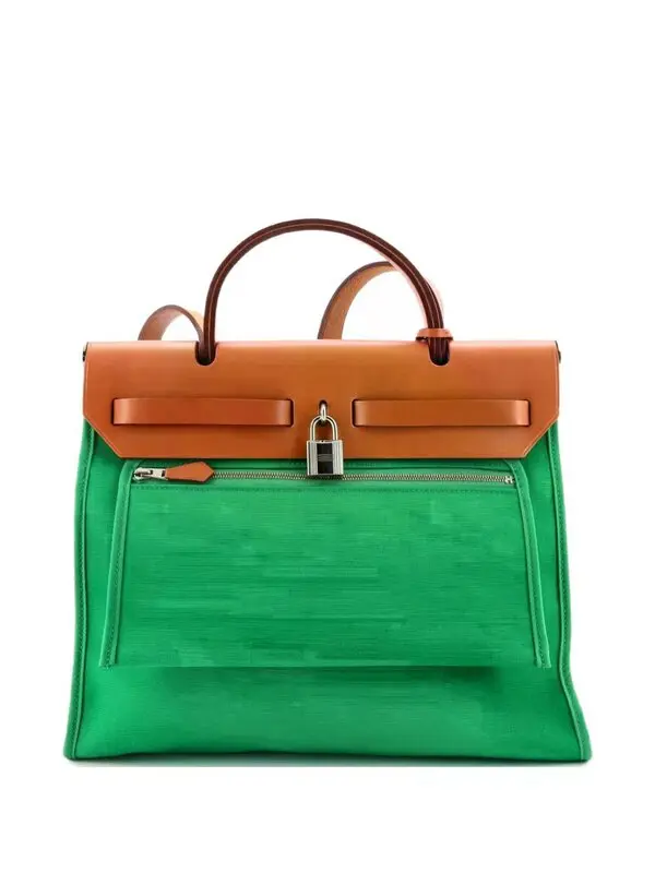 Hermès Herbag Zip Leather And Toile 31 Shoulder Bag - Brown